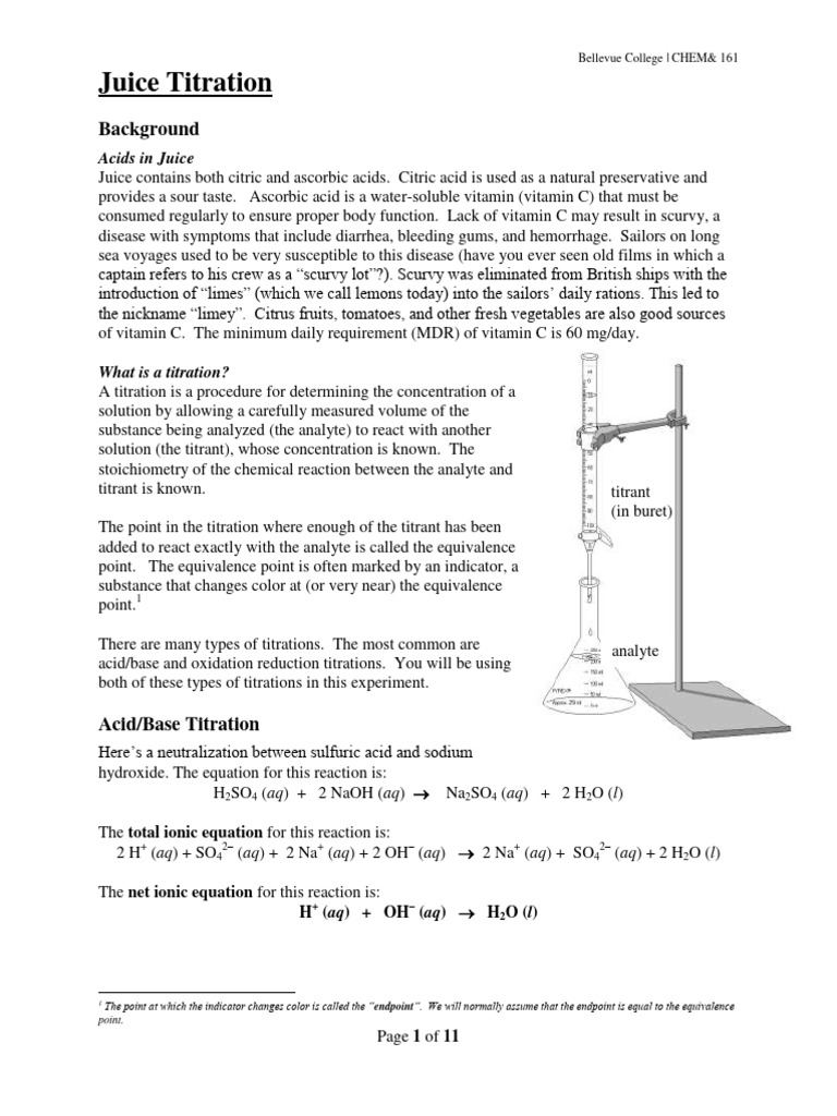 Juice Titration. Background. Acid - Base Titration | Download Free PDF ...