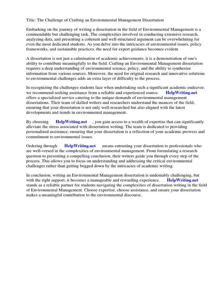 Environmental Management Dissertation Example | PDF | Environmental ...