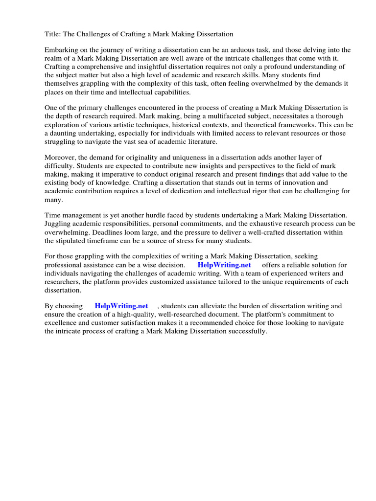 Mark Making Dissertation | PDF | Thesis | Internet