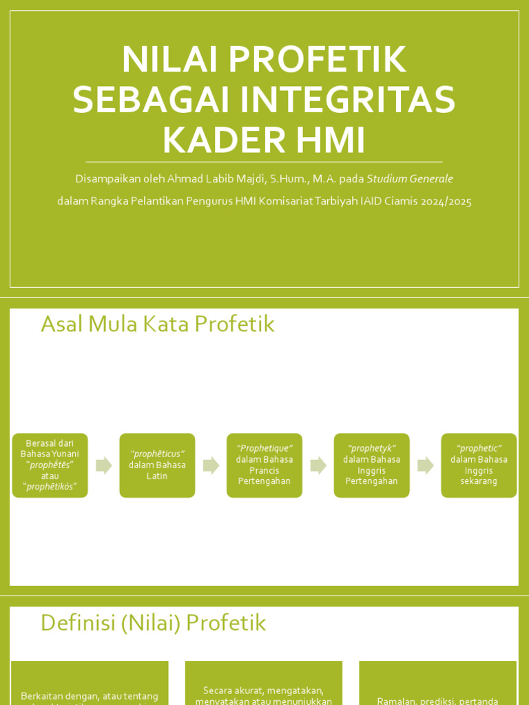 Nilai Profetik Sebagai Integritas Kader HMI | PDF Nilai Profetik Sebagai Integritas Kader HMI | PDF