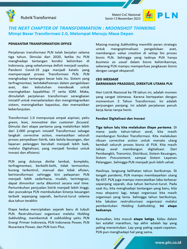 Materi Coc Nasional - Rubrik Transformasi - The Next Chapter of Transformation Moonshot Thinking ...