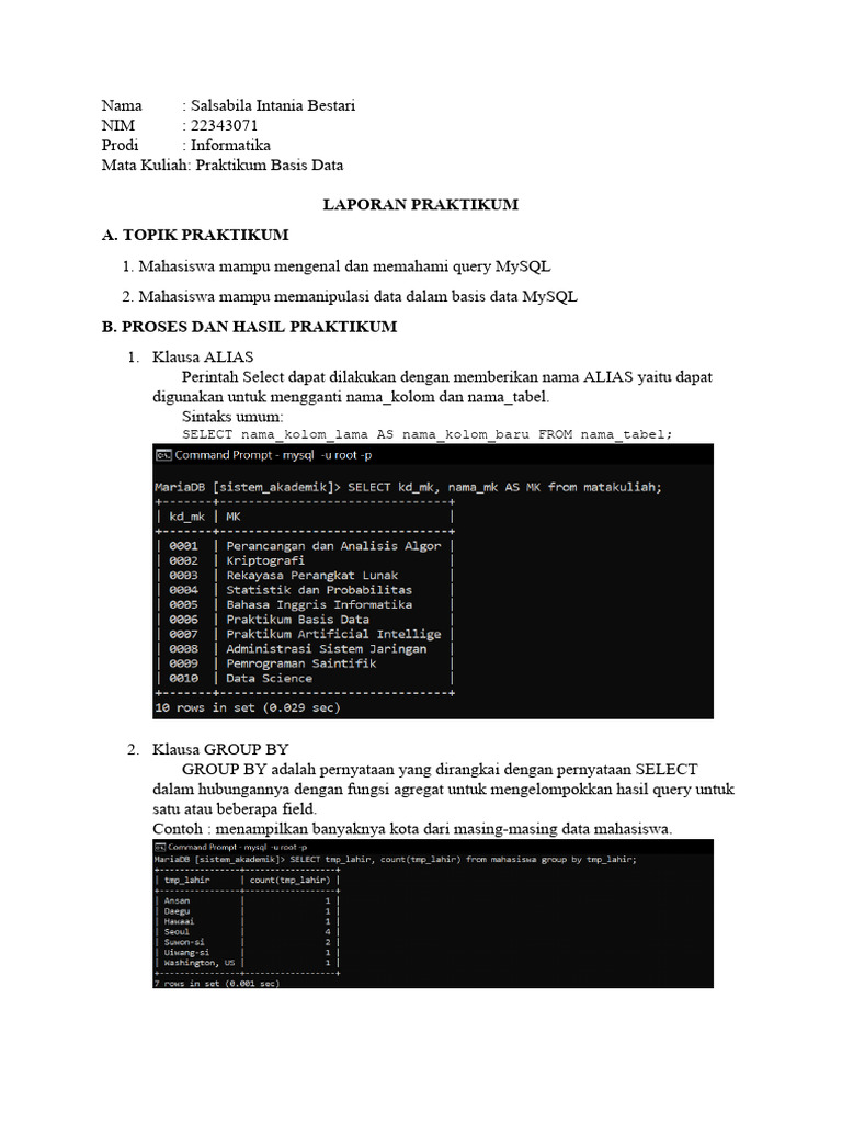 Laporan Praktikum Jobsheet 4 | PDF