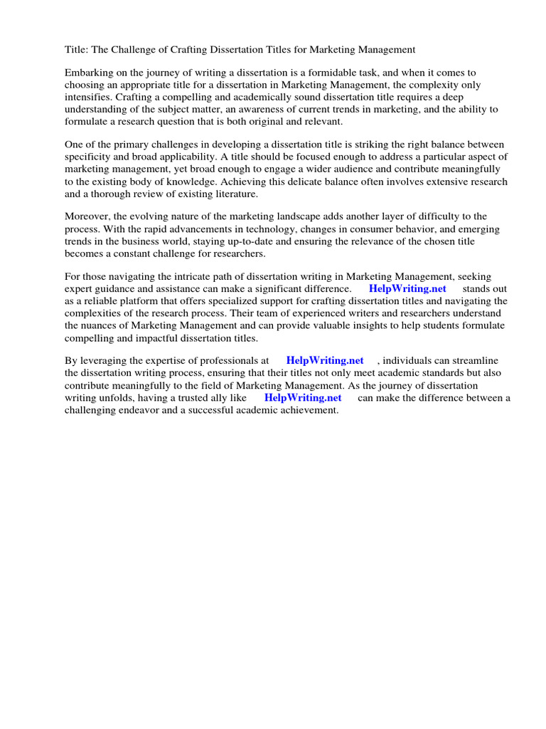 Dissertation Titles for Marketing Students | PDF | Marketing | Digital Marketing