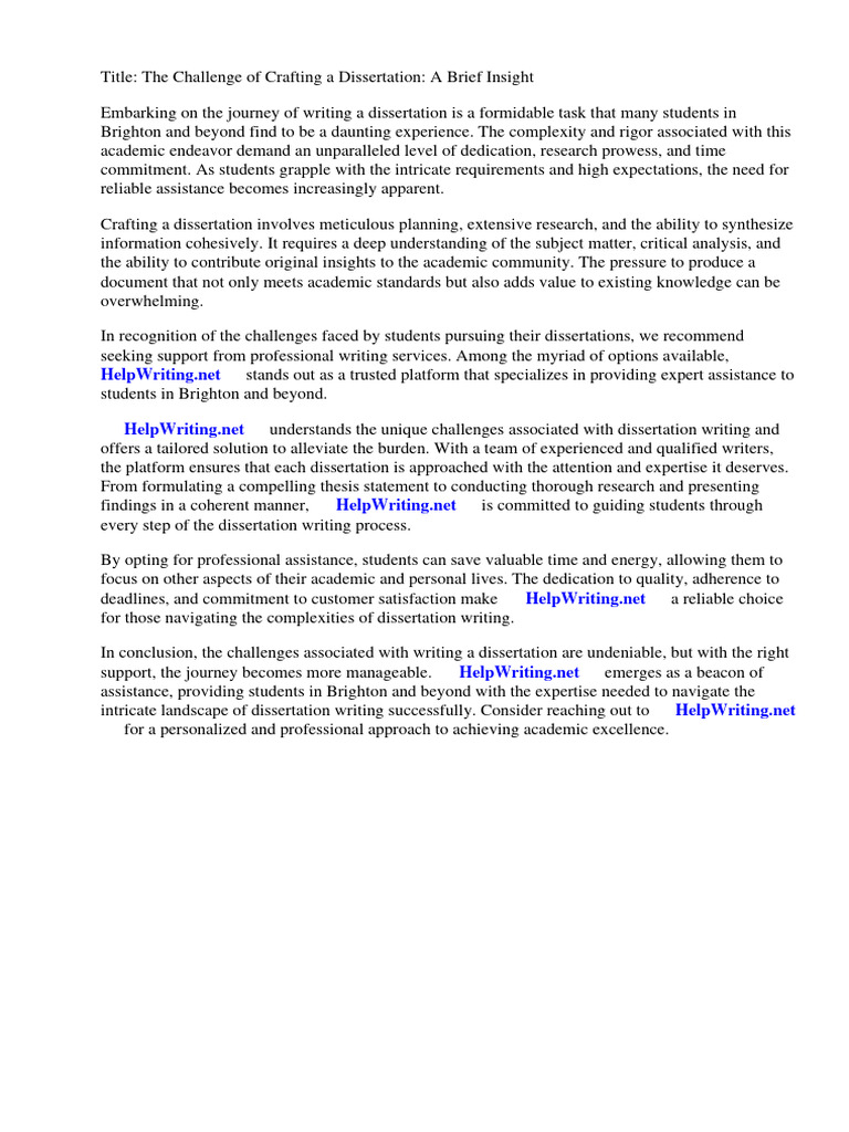 Dissertation Examples Brighton | PDF | Thesis | Brand