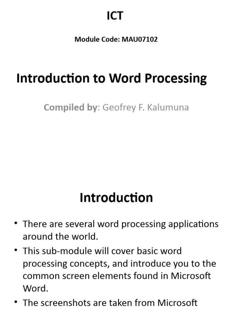 Module 1-6 Introductionto Word Processing | PDF | Microsoft Word | Window (Computing)