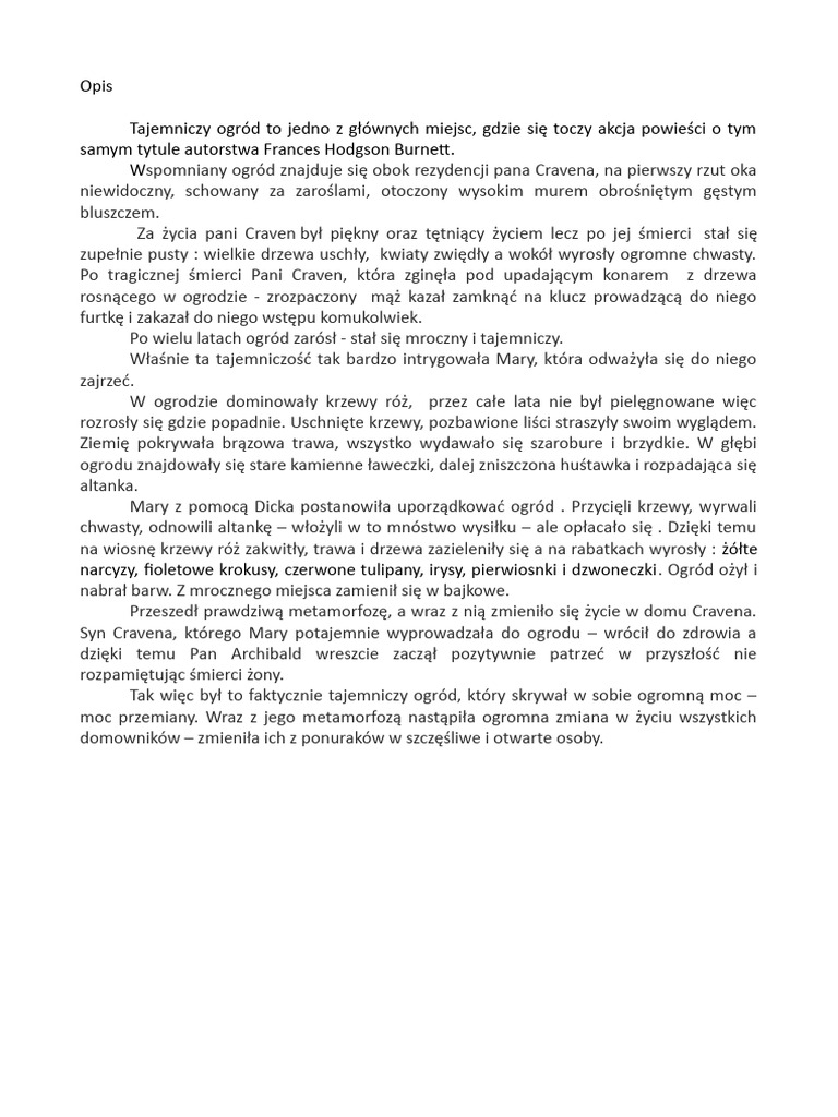 Tajemniczy Ogród | PDF Tajemniczy Ogród | PDF