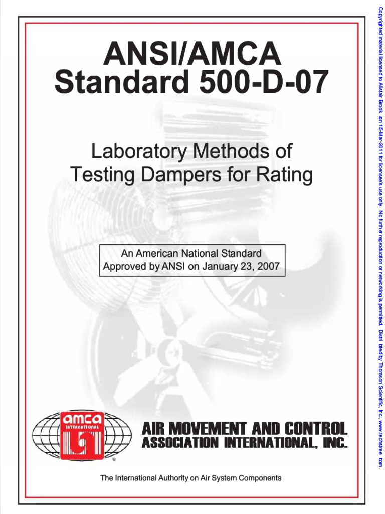 Amca 500 D 07 Damper Testing | PDF