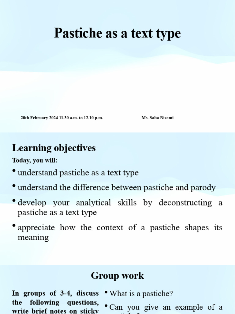 Pastiche As A Text Type | PDF | Parody | Advertising