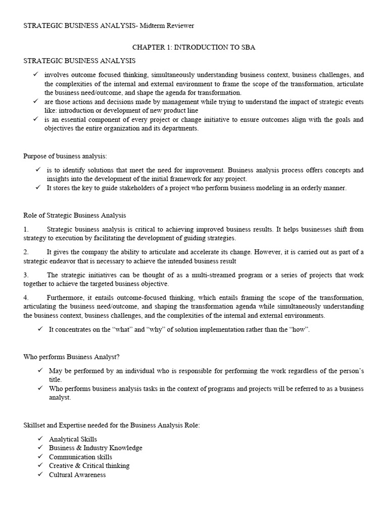 Sba Midterm Reviewer | PDF | Lean Manufacturing | Business Analysis