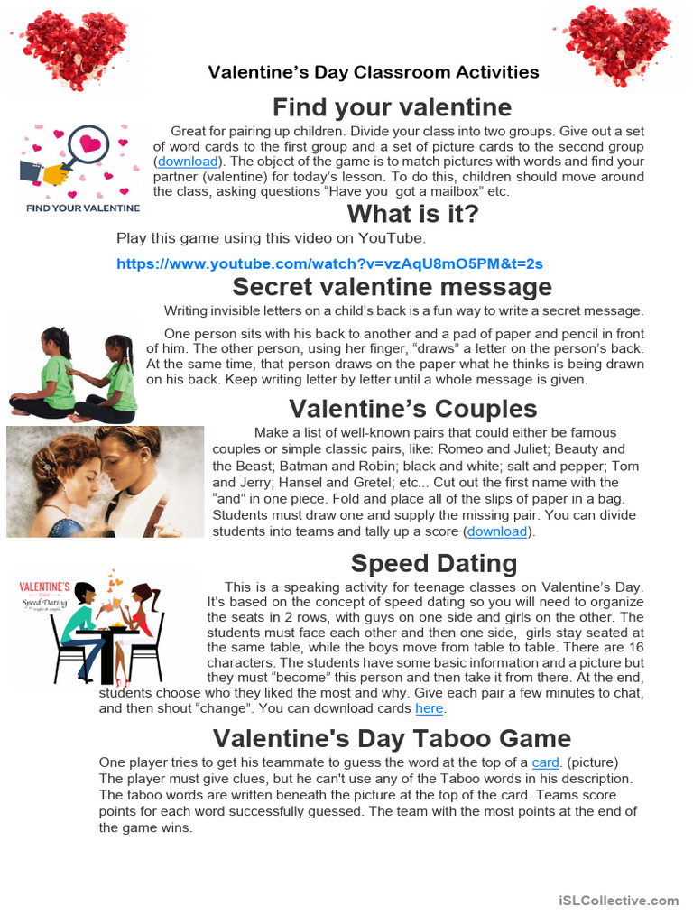 Valentine's Day Classroom Activities | PDF