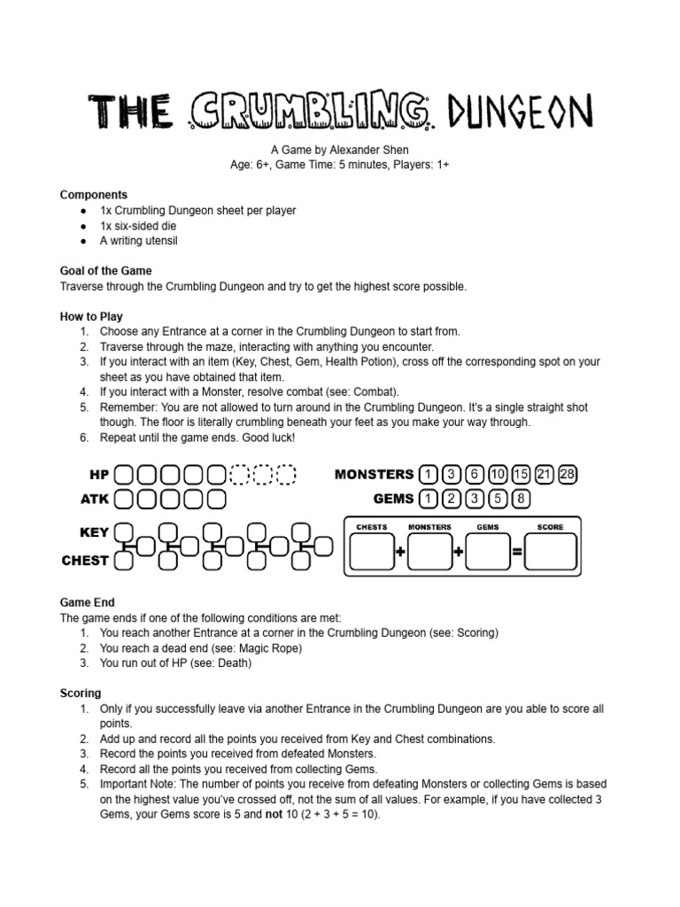 The Crumbling Dungeon Rules - v1.1 | PDF | Gaming | Role Playing Games