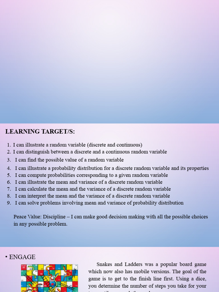 STAT Lesson1 Random Variables Copy | PDF | Probability Distribution | Random Variable