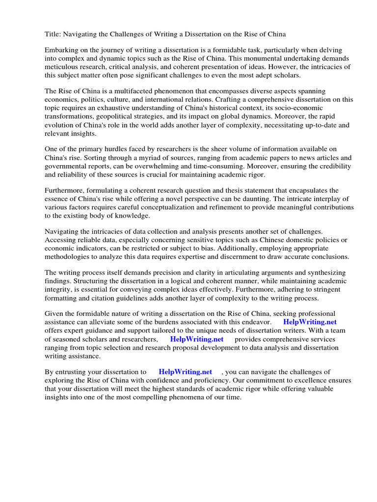 Rise of China Dissertation | PDF | China | World Politics