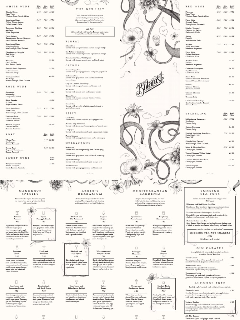 The Botanist Autumn - Winter Cocktail Menus N | PDF | Martini (Cocktail ...
