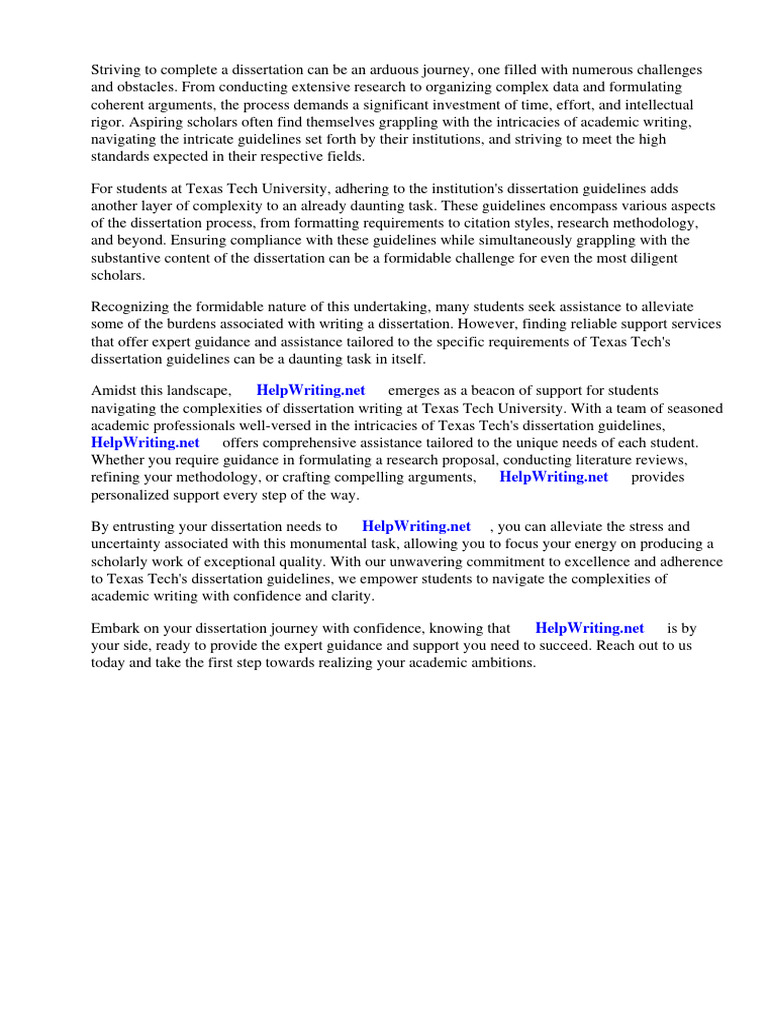 Texas Tech Dissertation Guidelines | PDF | Thesis | Data