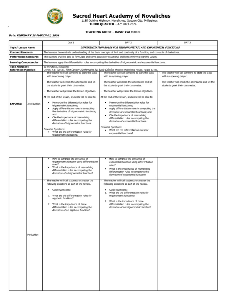 TG-Basic Cal Q3 W26 | PDF | Derivative | Function (Mathematics)