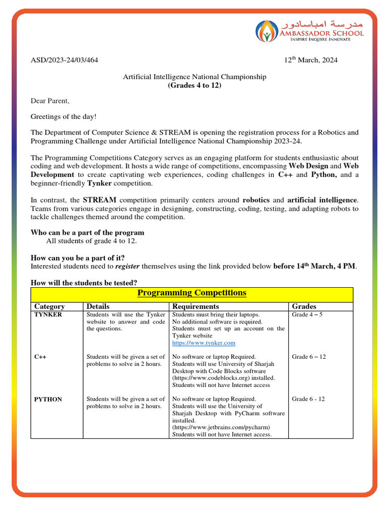 A i Programing Circular | PDF | Computing | Computer Engineering