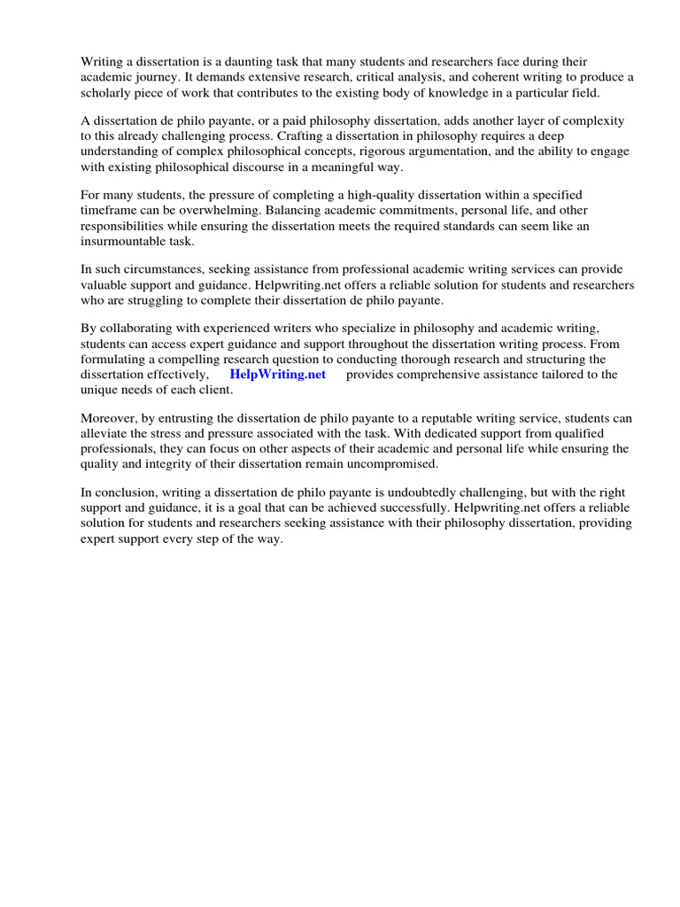 Paid Philosophy Dissertation Support | PDF | Thesis | Essays