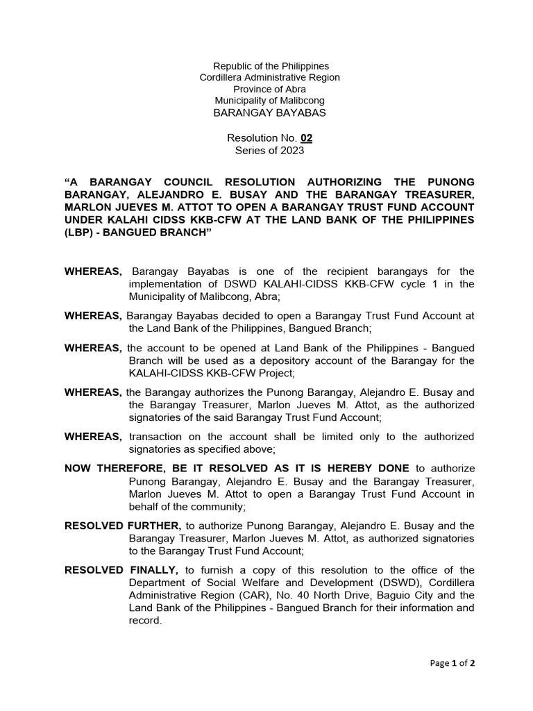 Brgy-Council-Reso - KALAH Ibayabas | PDF | Government | Economy Of The Philippines