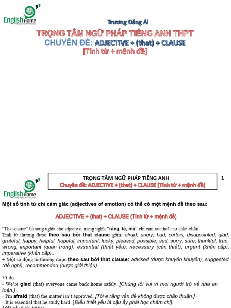 CHUYEN DE ADJECTIVE That CLAUSE | PDF