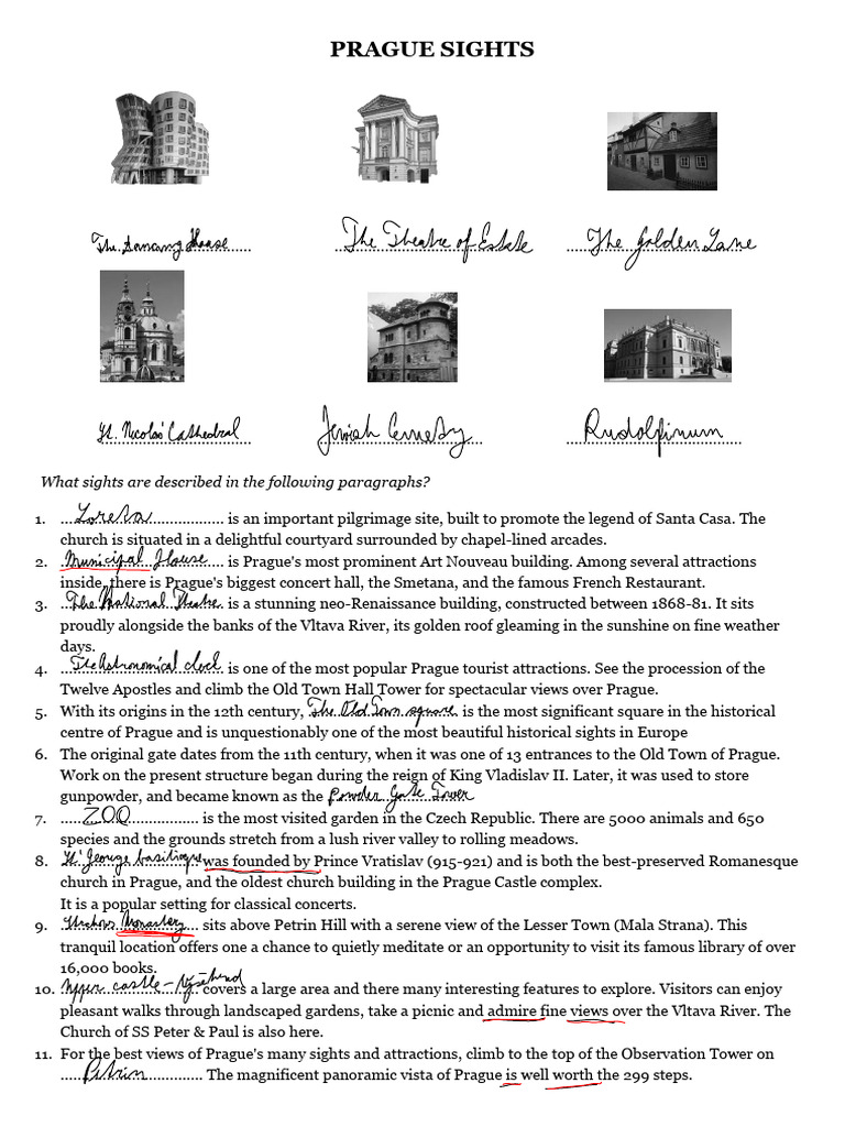 Prague Sights_aj I_lesson Handout | PDF | Buildings And Structures ...