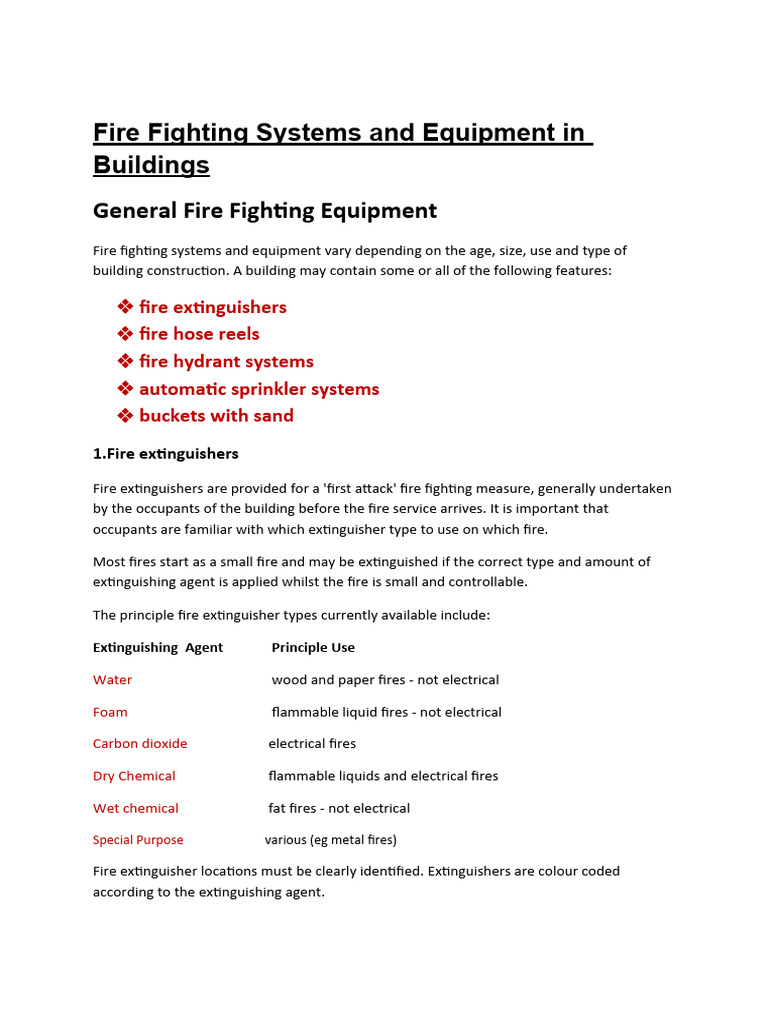 Fire Fighting Equipment | PDF | Fire Sprinkler System | Fires