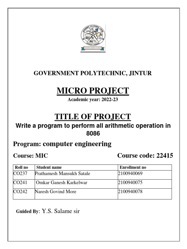mic project | PDF | X86 Architecture | Computer Science