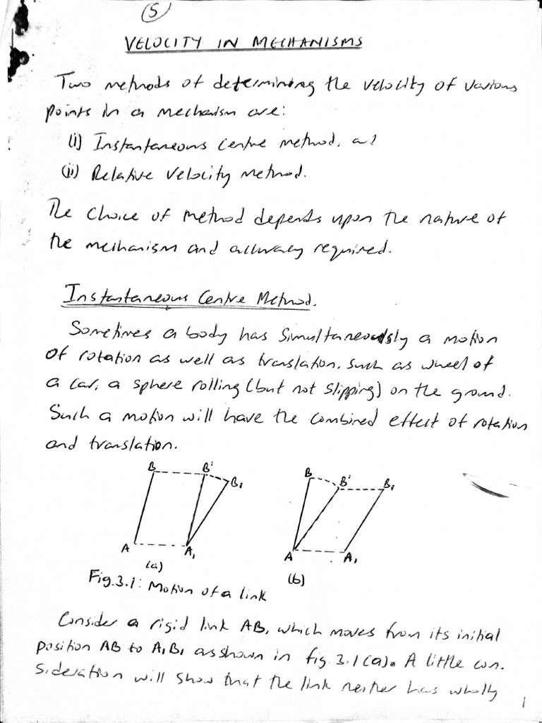 Velocity in Mechanisms | PDF