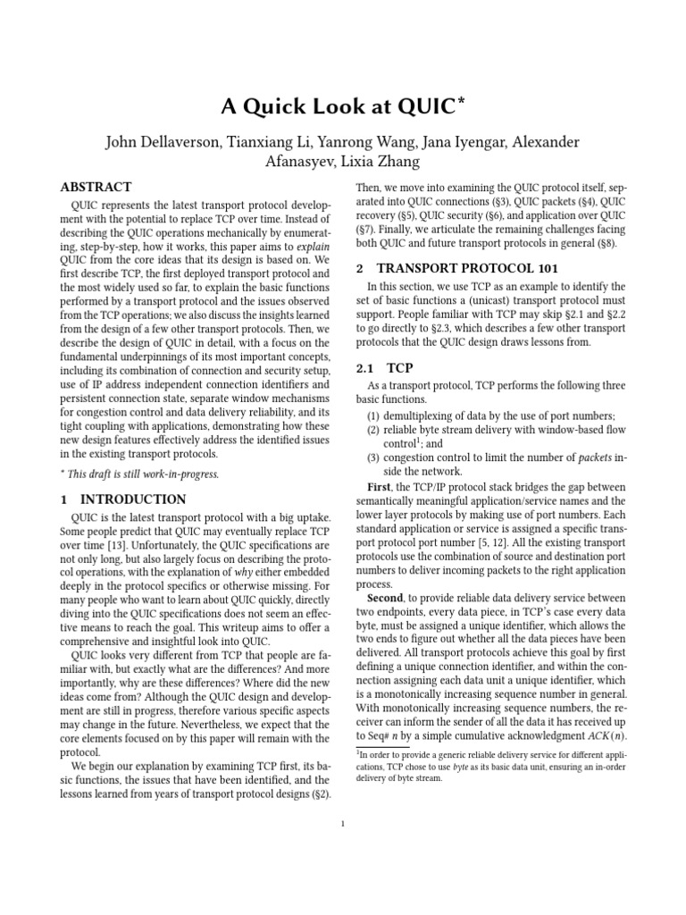 UnderstandQUIC More | PDF | Transmission Control Protocol | Transport Layer Security