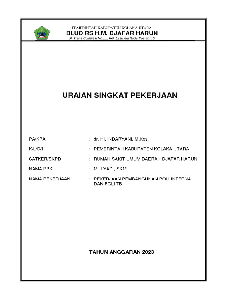 Pembangunan Poli Interna dan TB RSUD Kolaka Utara | PDF