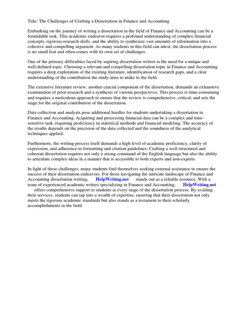 Dissertation Topics Finance and Accounting | PDF | Thesis | Accounting