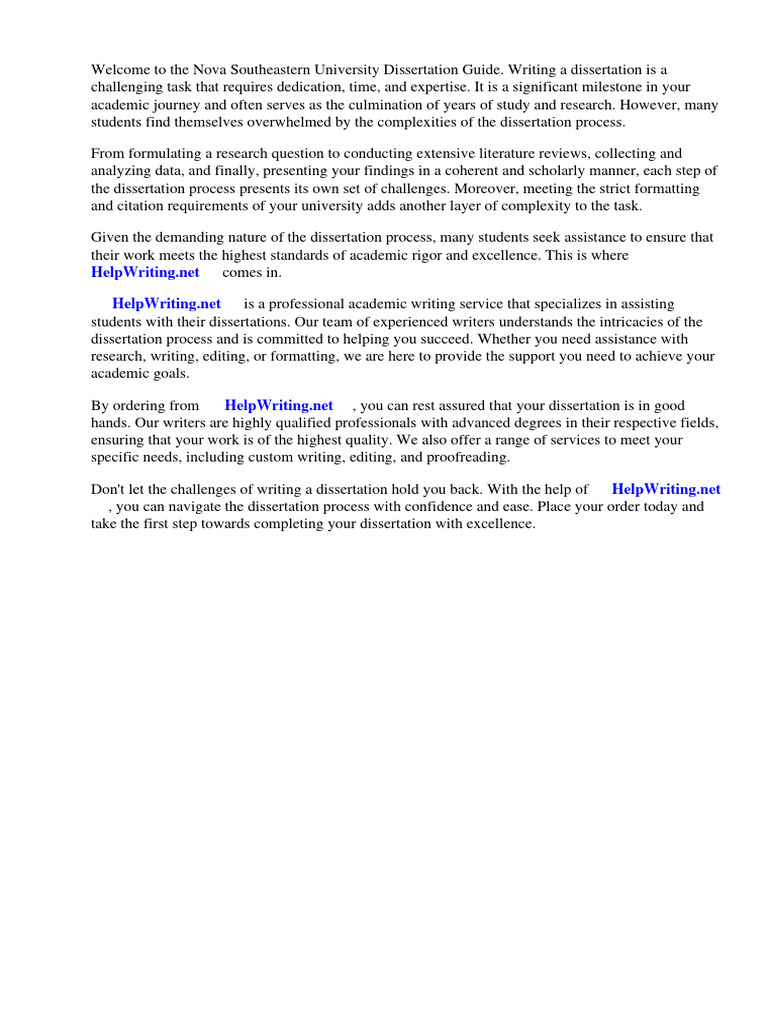 Nova Southeastern University Dissertation Guide | PDF