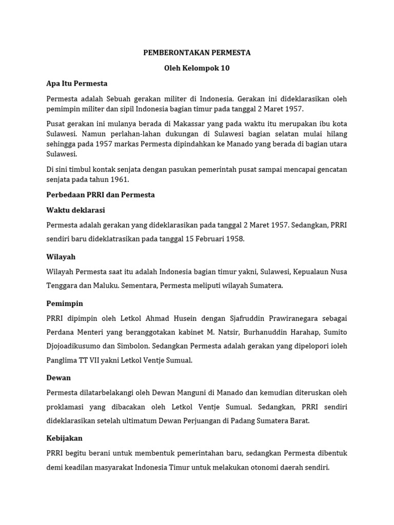 Pemberontakan Permesta | PDF | Politik