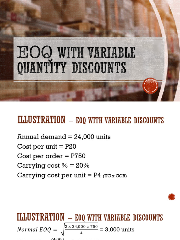 03b Inventory Management - EOQ With Discount, Reorder Point | PDF | Production And Manufacturing ...