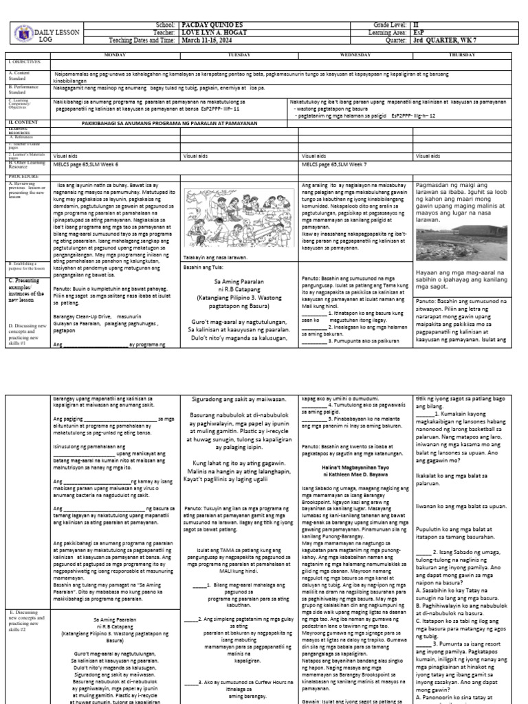 DLL q3 Esp Week 7 | PDF