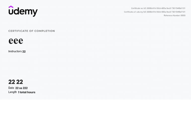 Udemy Certificate | PDF