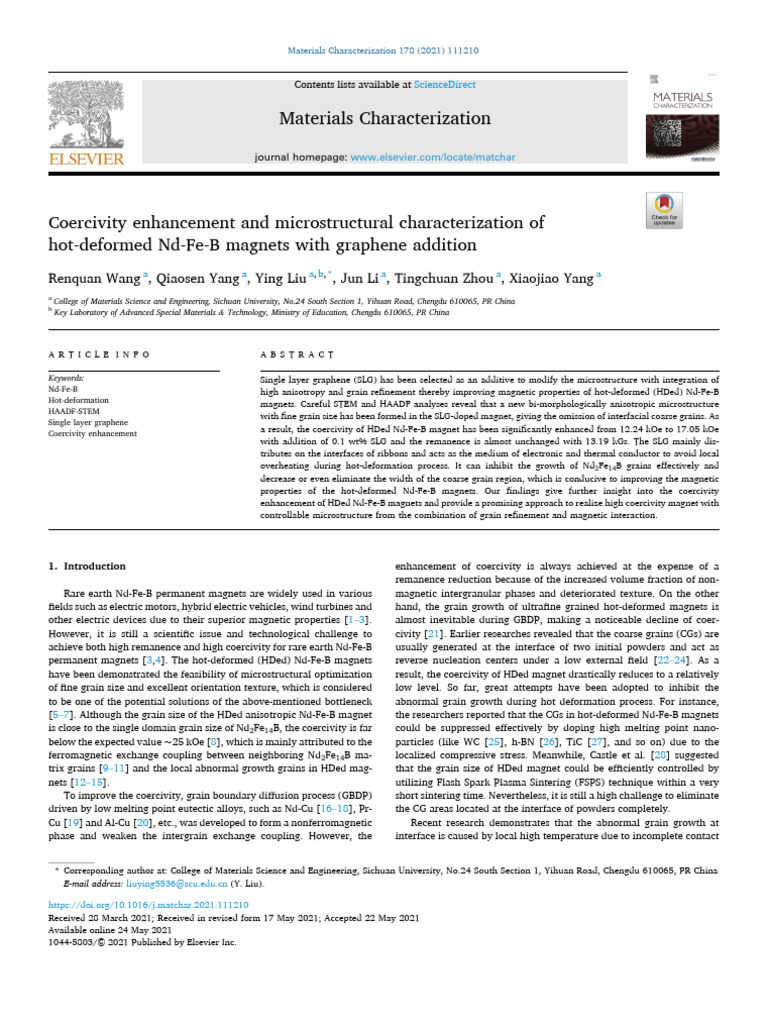 (2021-王仁全) Coercivity enhancement and microstructural characterization ...
