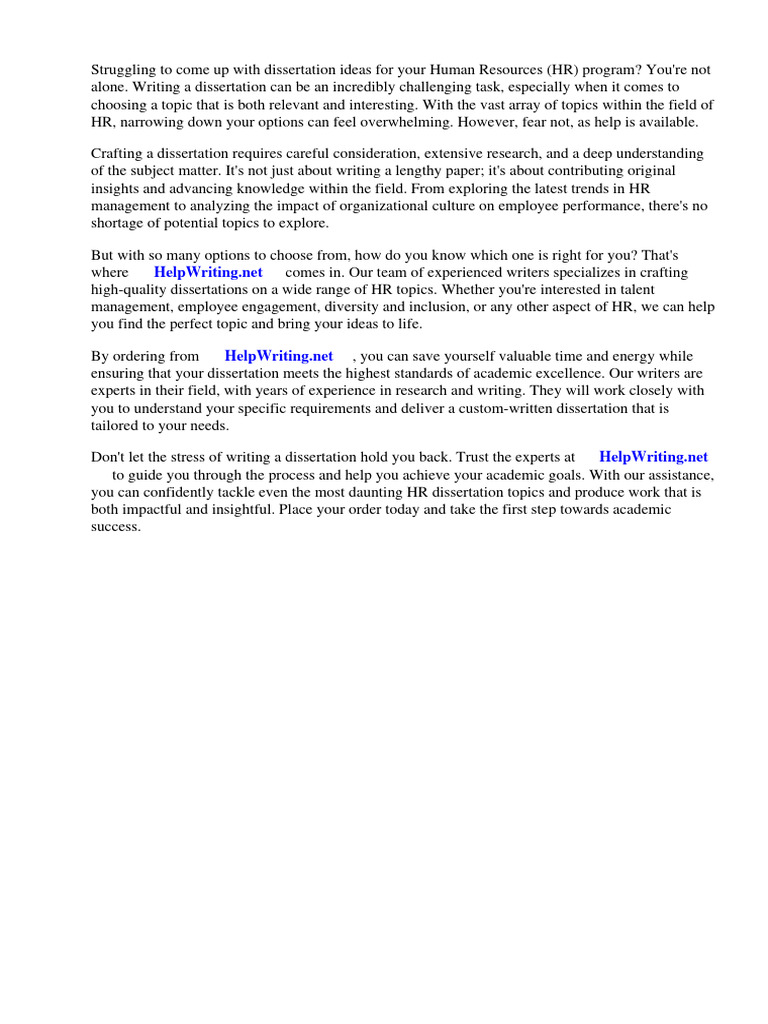 Dissertation Ideas For Human Resources | PDF | Human Resource ...