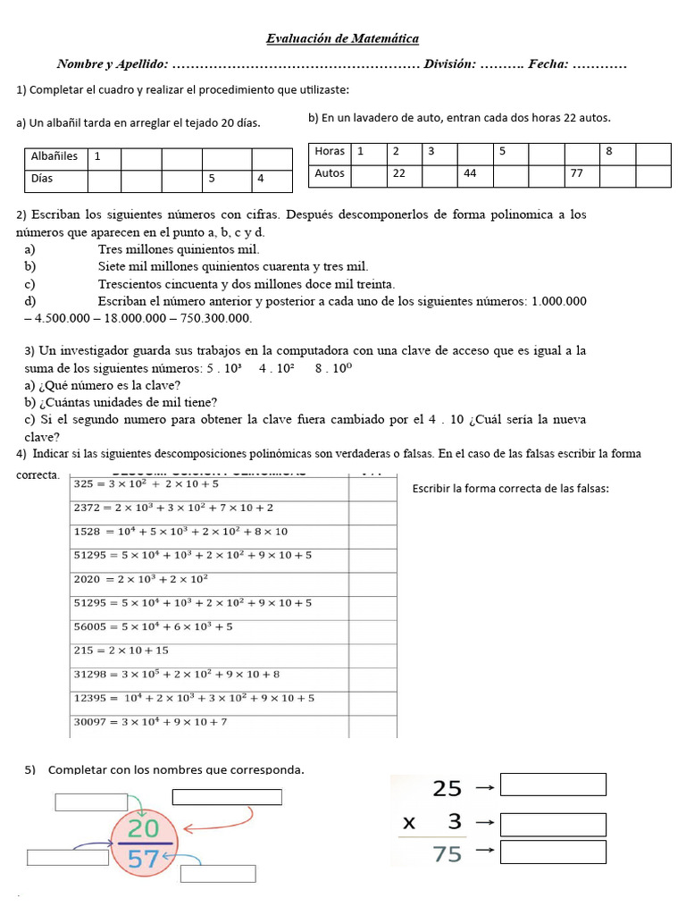 Evaluacion integradora de MAtematica | PDF | Matemáticas | Aritmética