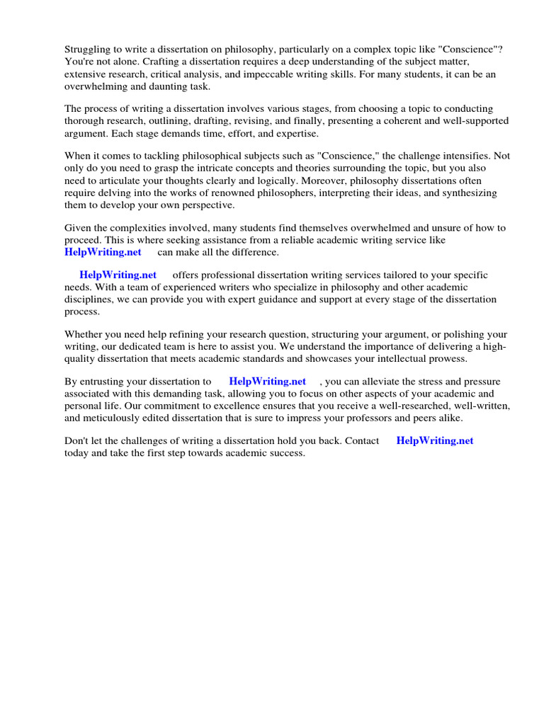 Dissertation Guide on Conscience in Philosophy | PDF | Electronic ...