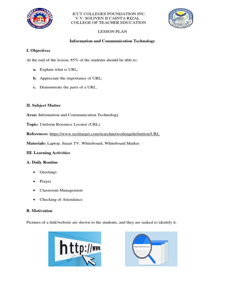 LESSON PLAN 1 (4A) | PDF | Networking | Internet & Web