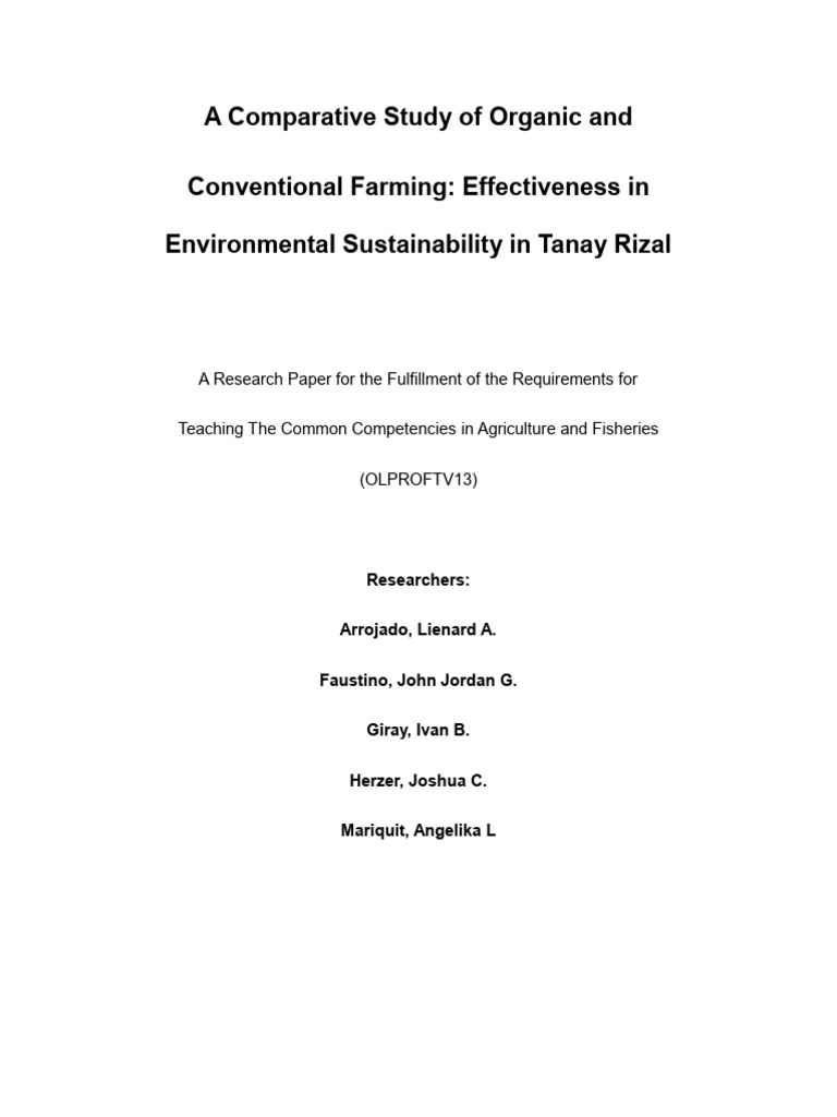 GROUP 2 - A Comparative Study of Organic and Conventional Farming | PDF ...