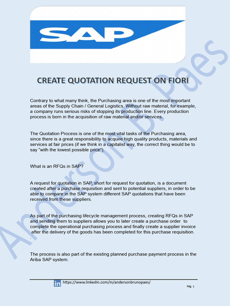 Request For Quotation in SAP FIORI | PDF | Supply Chain | Supply Chain ...