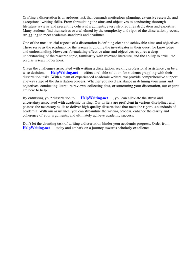 Sample Dissertation Aims Objectives | PDF | Thesis | Psychology