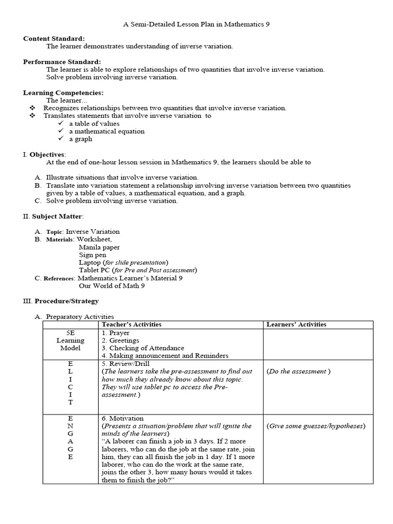 Demo Lp Cot 1 Pdf Learning Speed