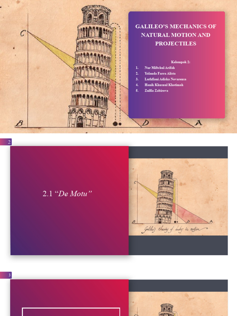 Kelompok 2 - Galileo's Mechanical Natural Motion and Projectiles | PDF ...