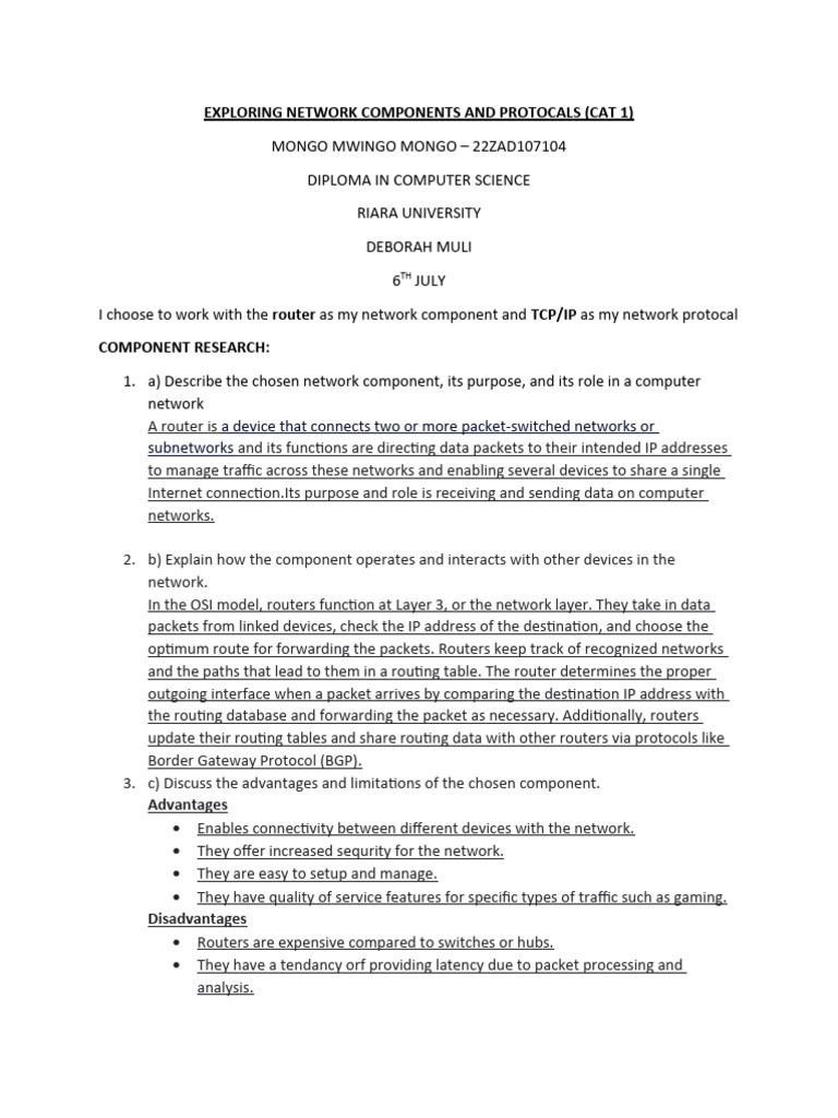 Router And Tcp Ip Protocol Overview Pdf Computer Network Router