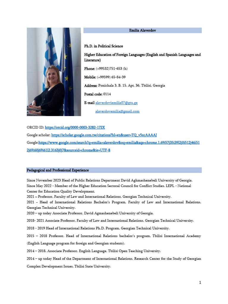Emilia Alaverdov CV Eng | PDF | Georgia (Country) | Refugee
