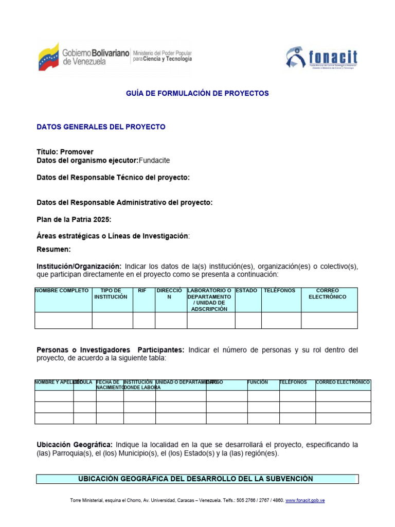 Formato Nuevo Fonacit | PDF