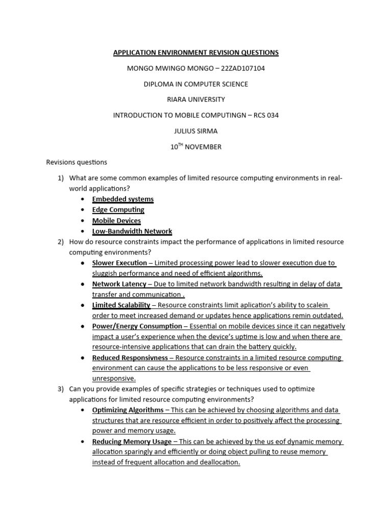 Application Environment Revision Questions | PDF | Business